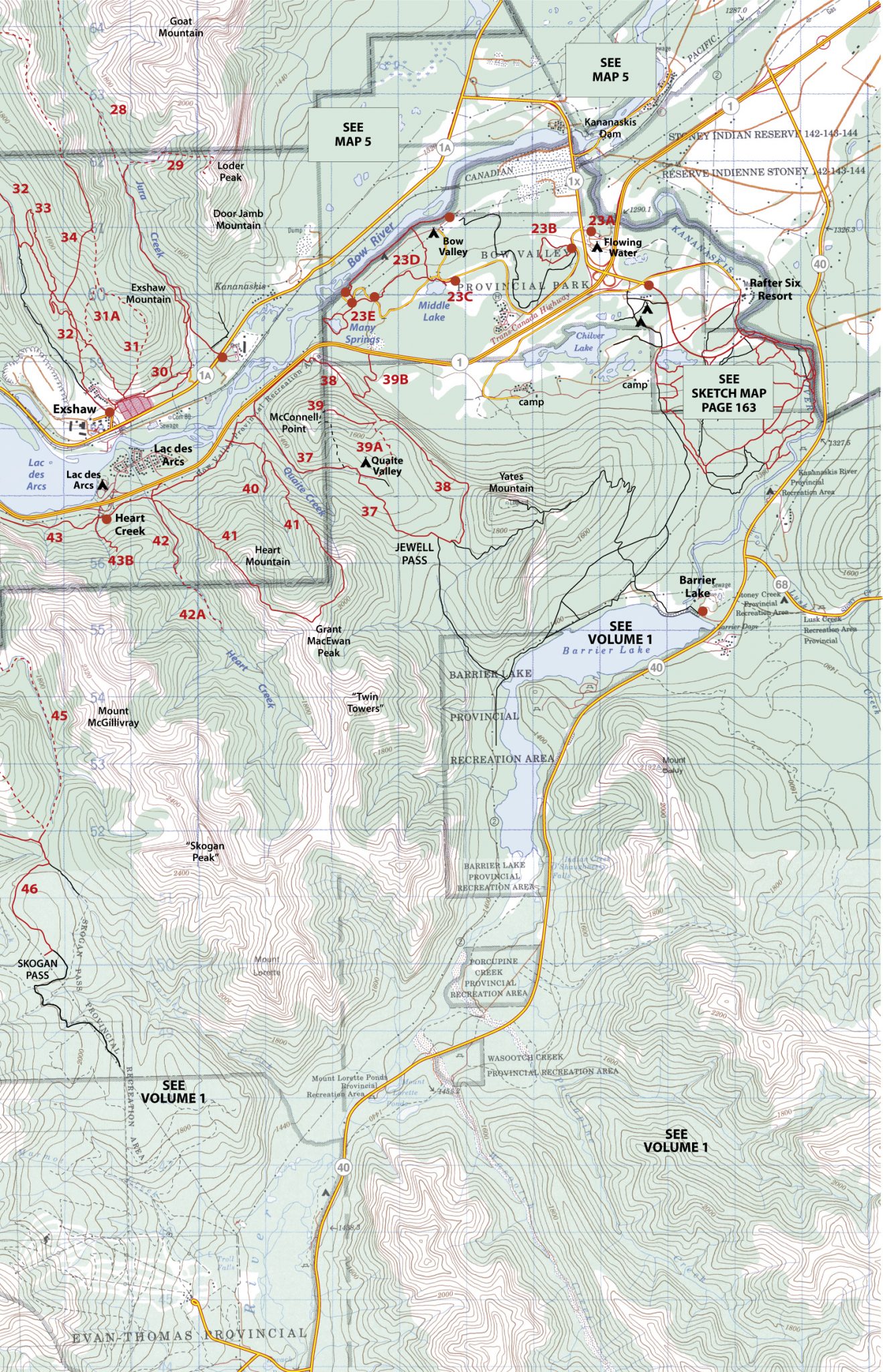 Bow Valley PP, Middle Lake to Bow River, 6.5 km, 75 m – Evergreen ...